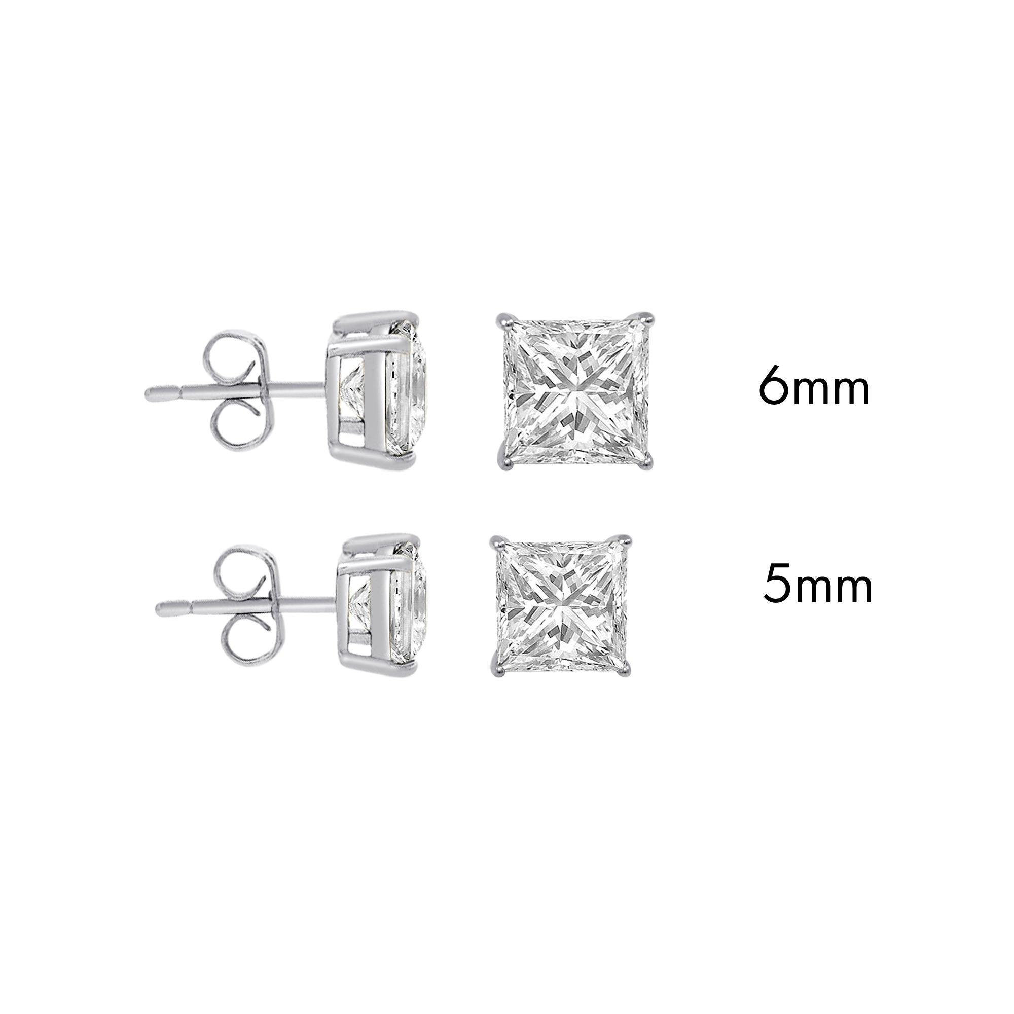 Sterling Rhodium Plated 925 Sterling Silver Moissanite Stone Square