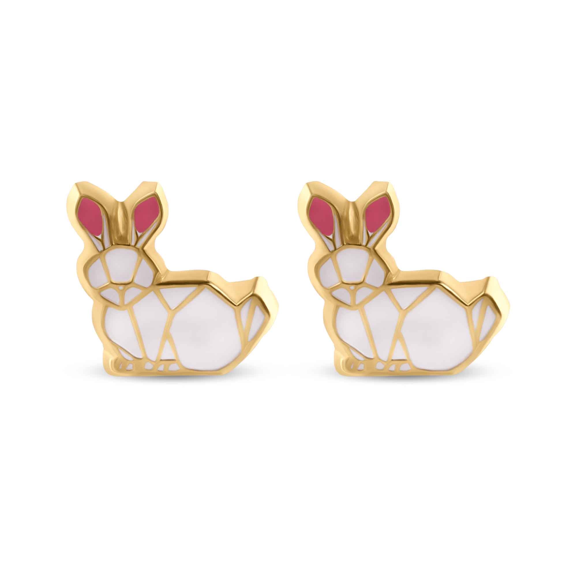 14E00430. - 14 Karat Yellow Rabbit Screw Back Earrings | Silver Palace Inc.