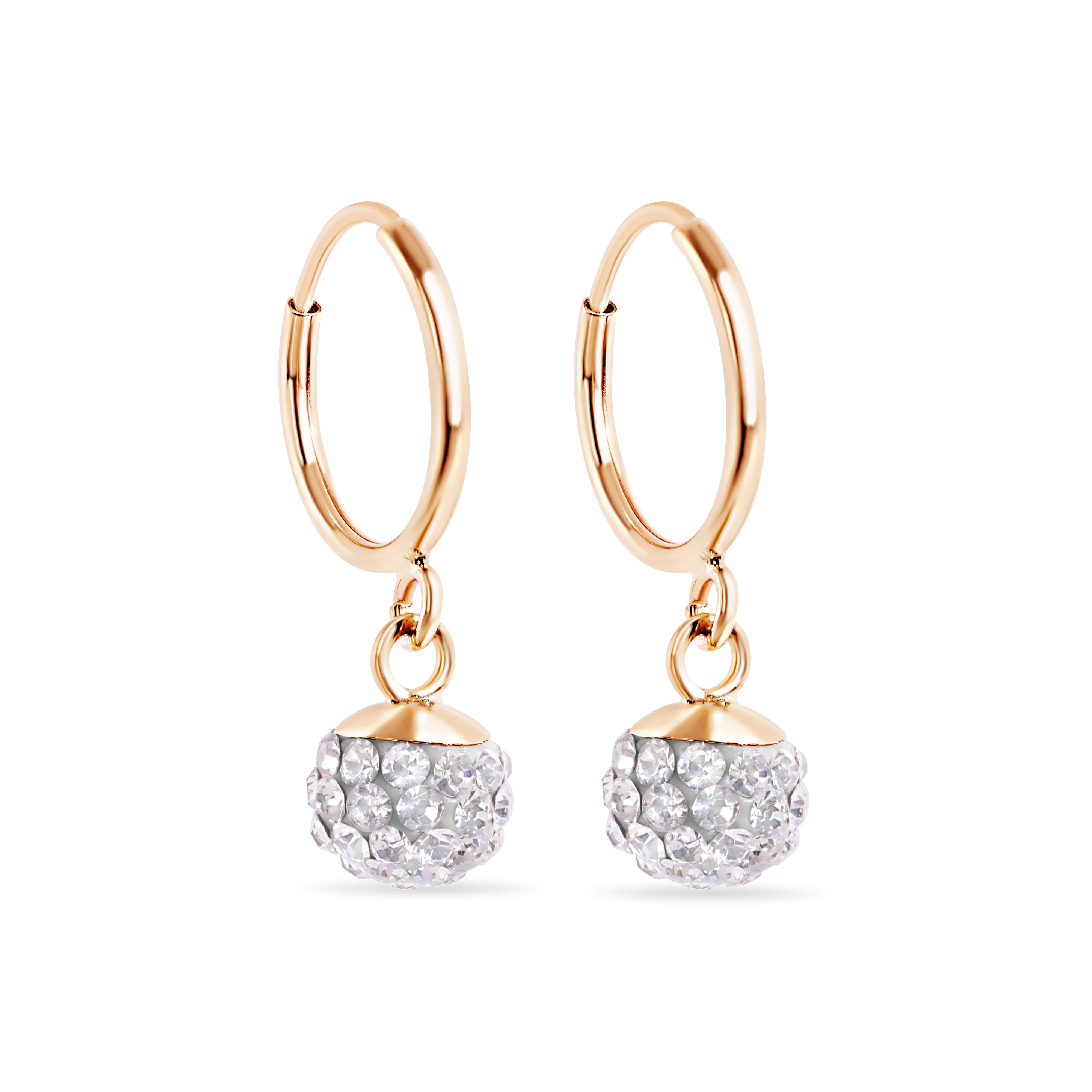 14E00444. - 14 Karat Sphere Clear CZ 11mm Hoop Earrings | Silver Palace ...