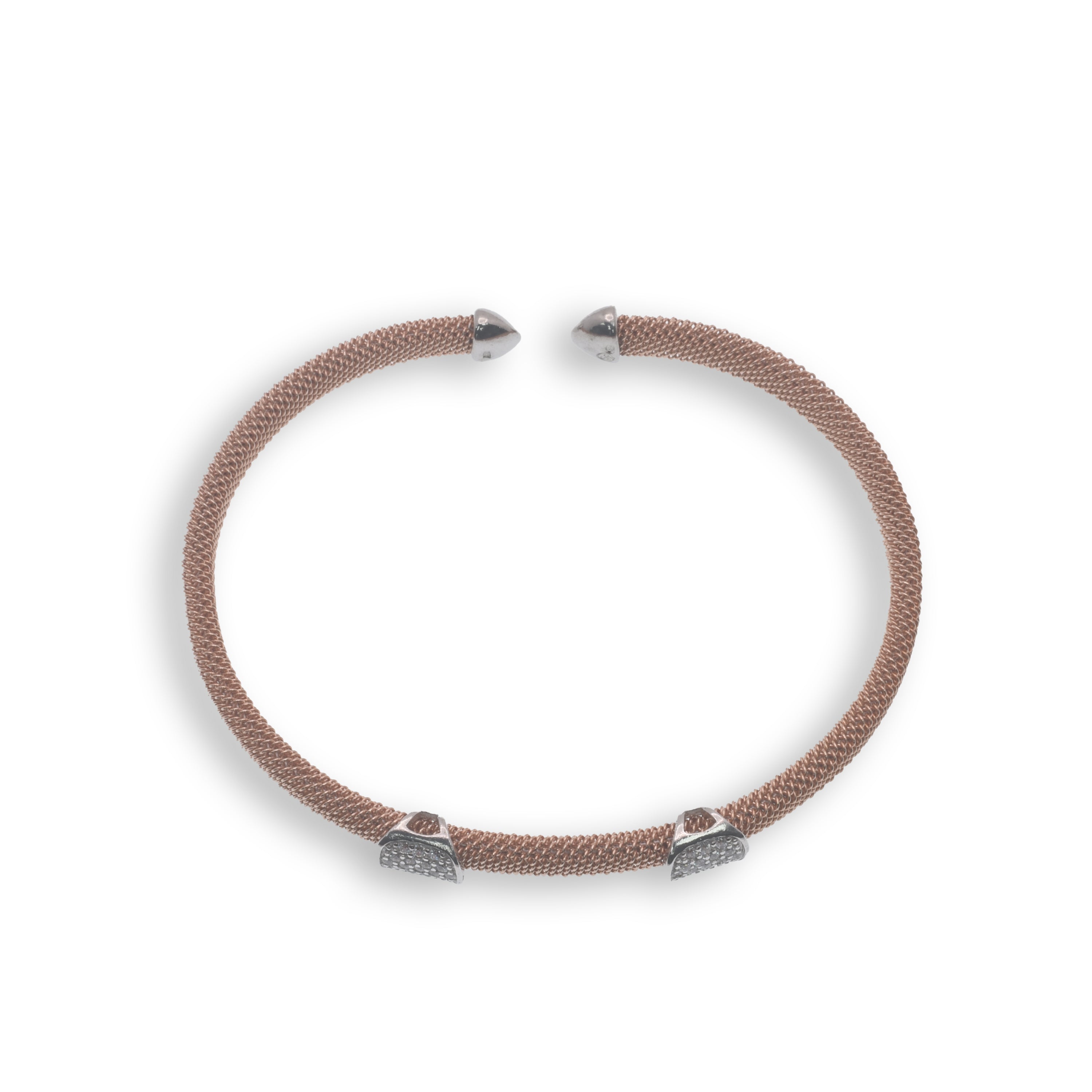 Clearance-Rhodium & Rose Gold Plated Twisted Mesh Italian Bracelets ...