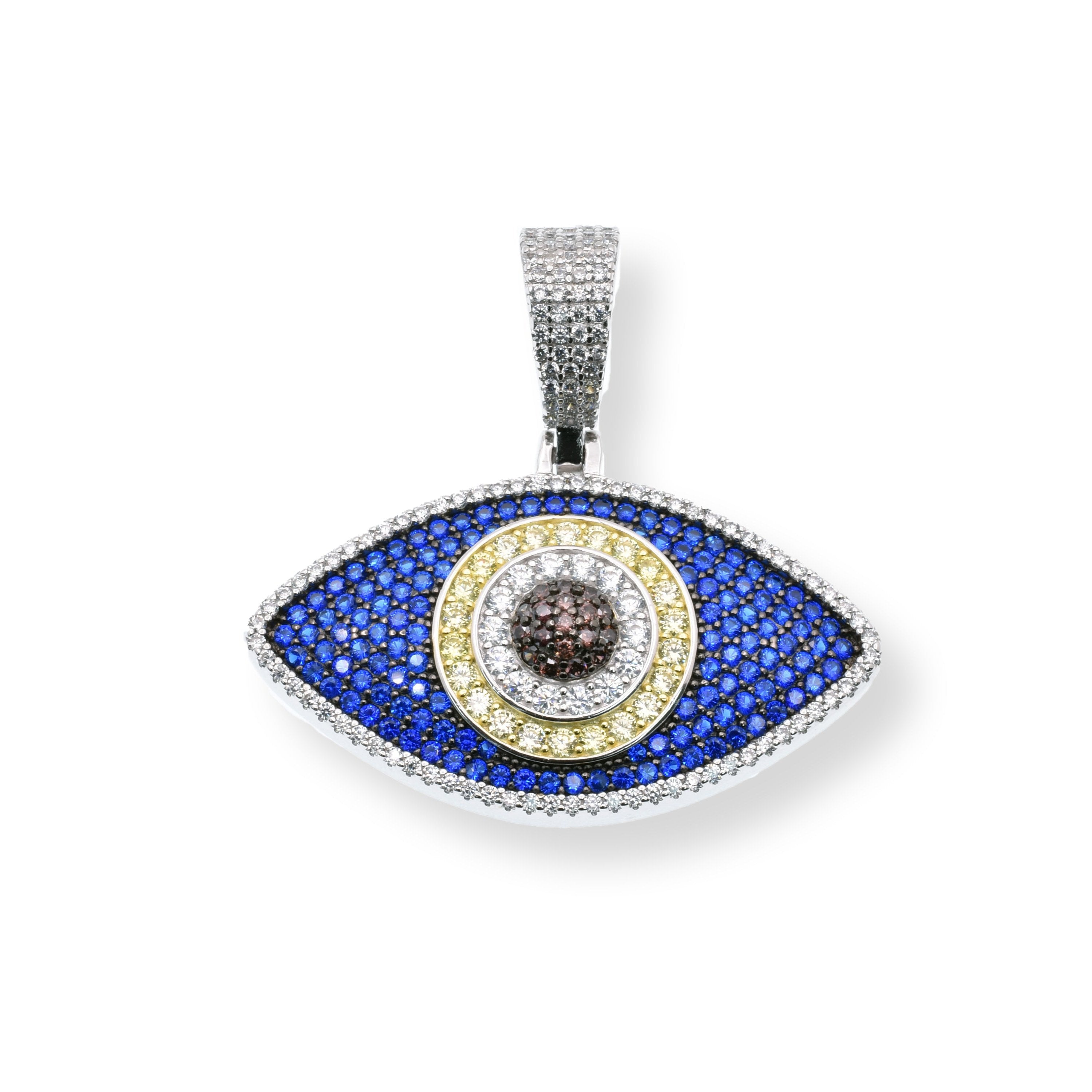 Rhodium and Gold Plated 925 Sterling Silver Evil Eye Clear Blue Brown ...