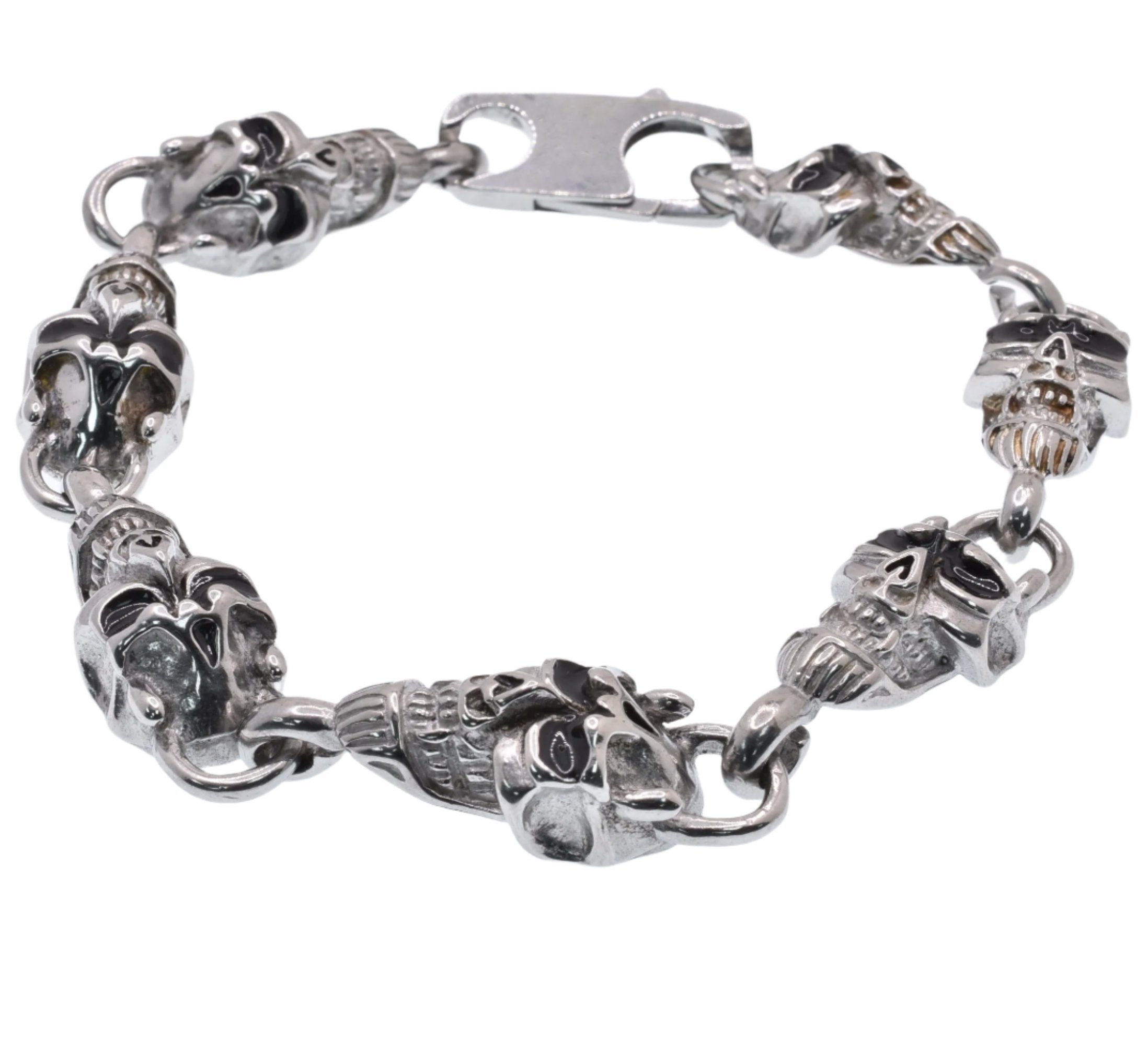 Stainless Steel Skull Black Enamel Eyes 11.3mm Bracelet - SSB00205 ...