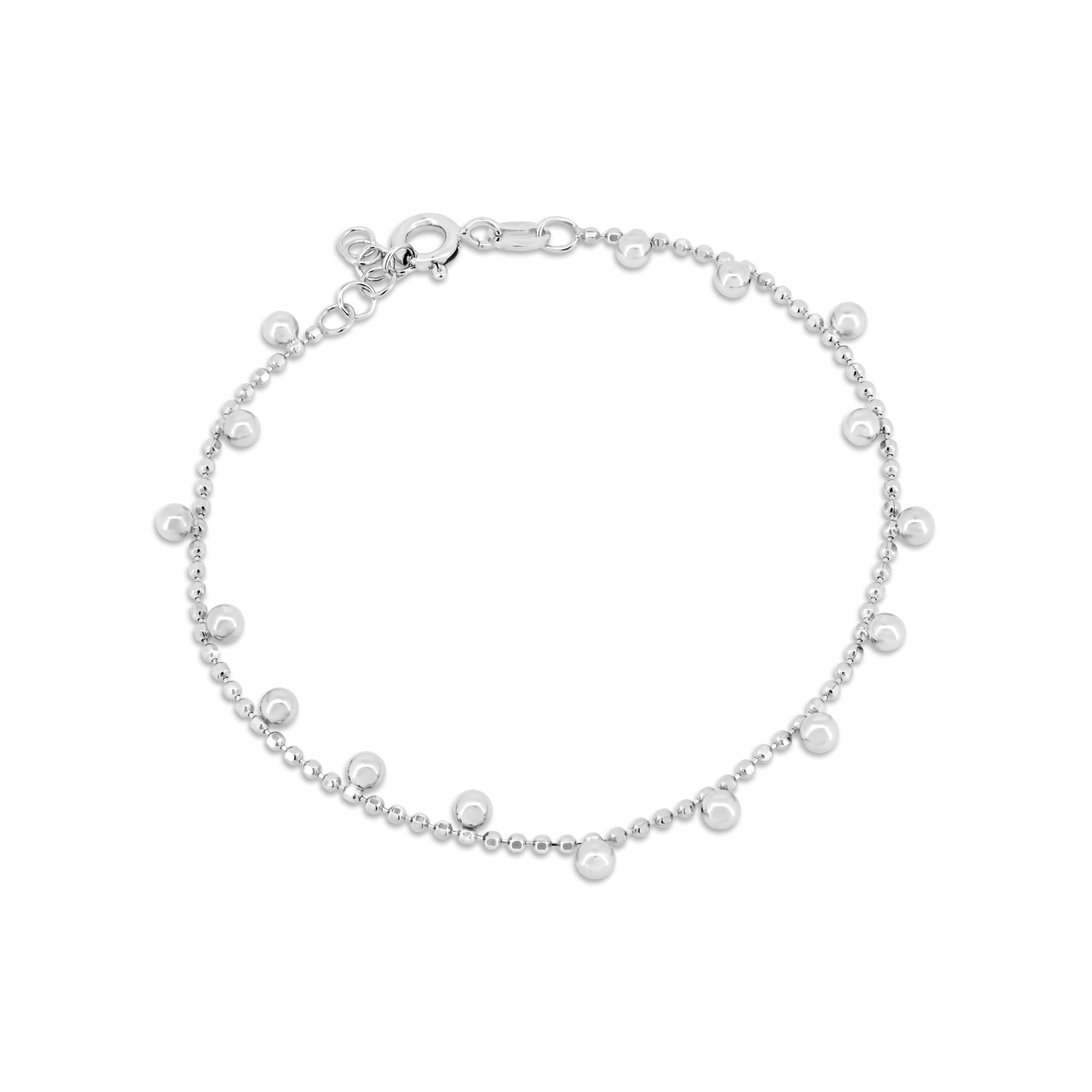 Silver 925 Rhodium Plated DC Bead Rosary Bracelet - GCB00001-RH ...