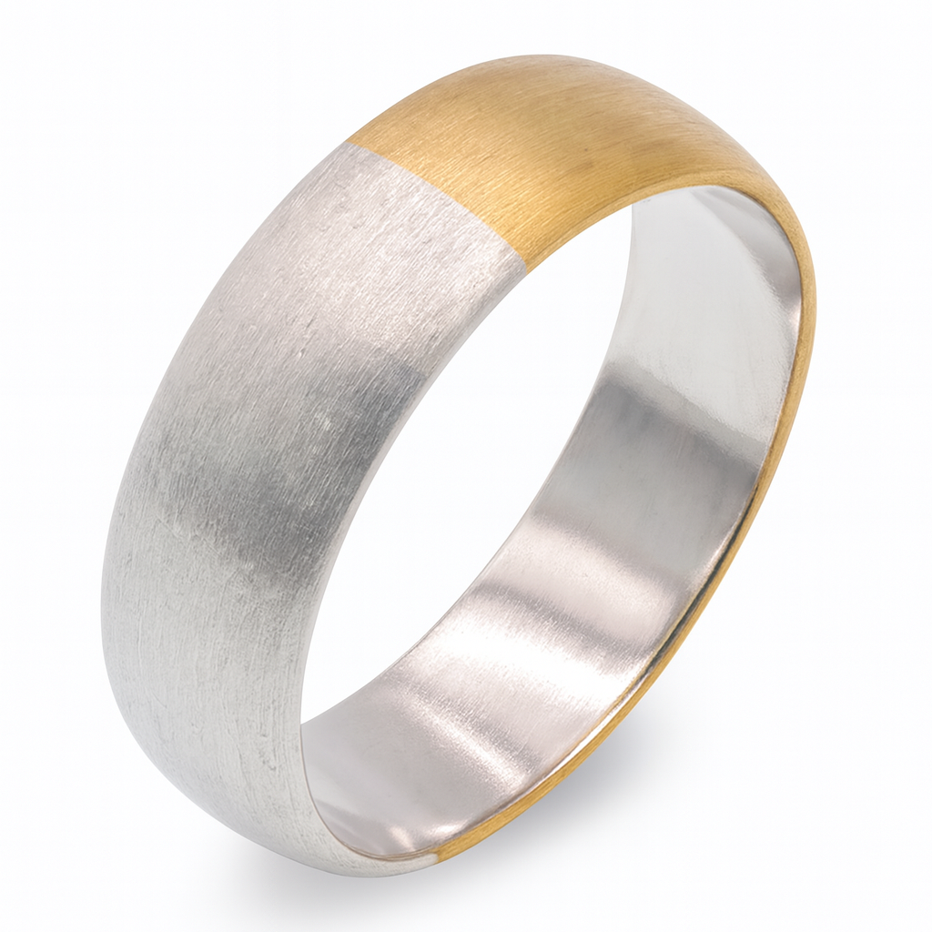 Gold Plated 925 Sterling Silver Band Half Colored Band - SPR00010 ...