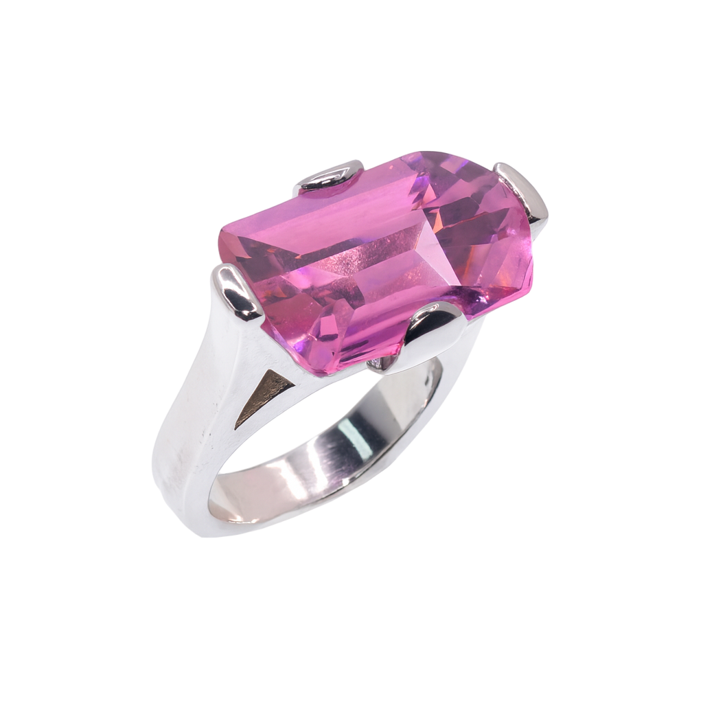 Rhodium Plated 925 Sterling Silver Large Colored CZ Cocktail Ring ...