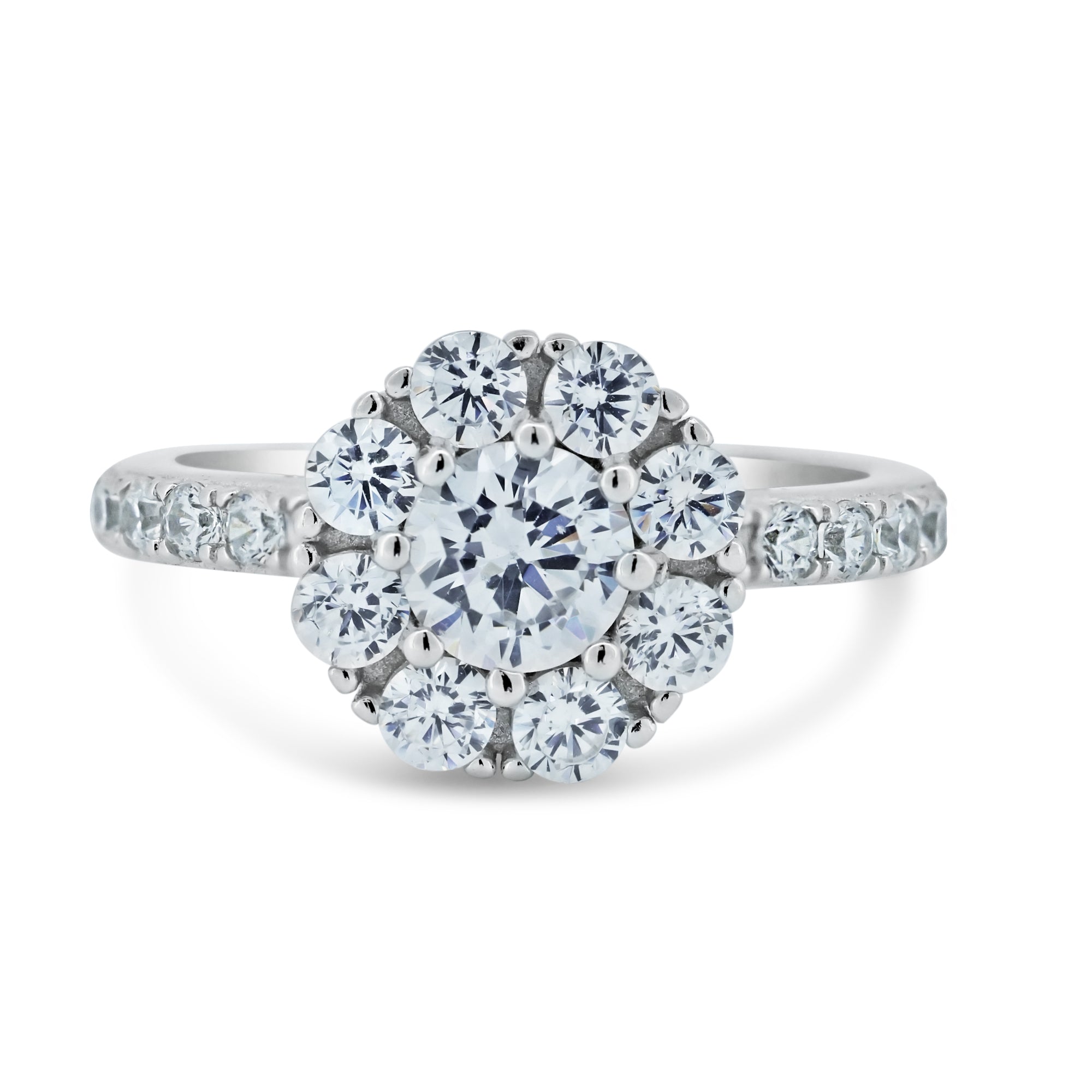 Silver 925 Rhodium Plated Engagement CZ Encrusted Ring - STR01170 ...