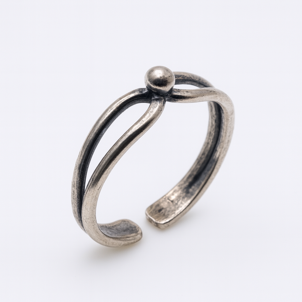 925 Sterling Silver Adjustable Bead & Loop Toe Ring - TR303 | Silver ...