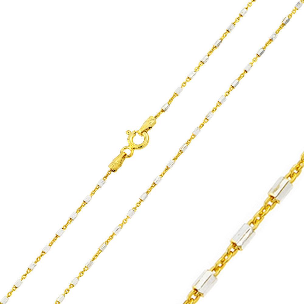 Silver 925 Gold Plated 2 Toned DC Tube Link Chain 1.3mm - CH354 GP ...