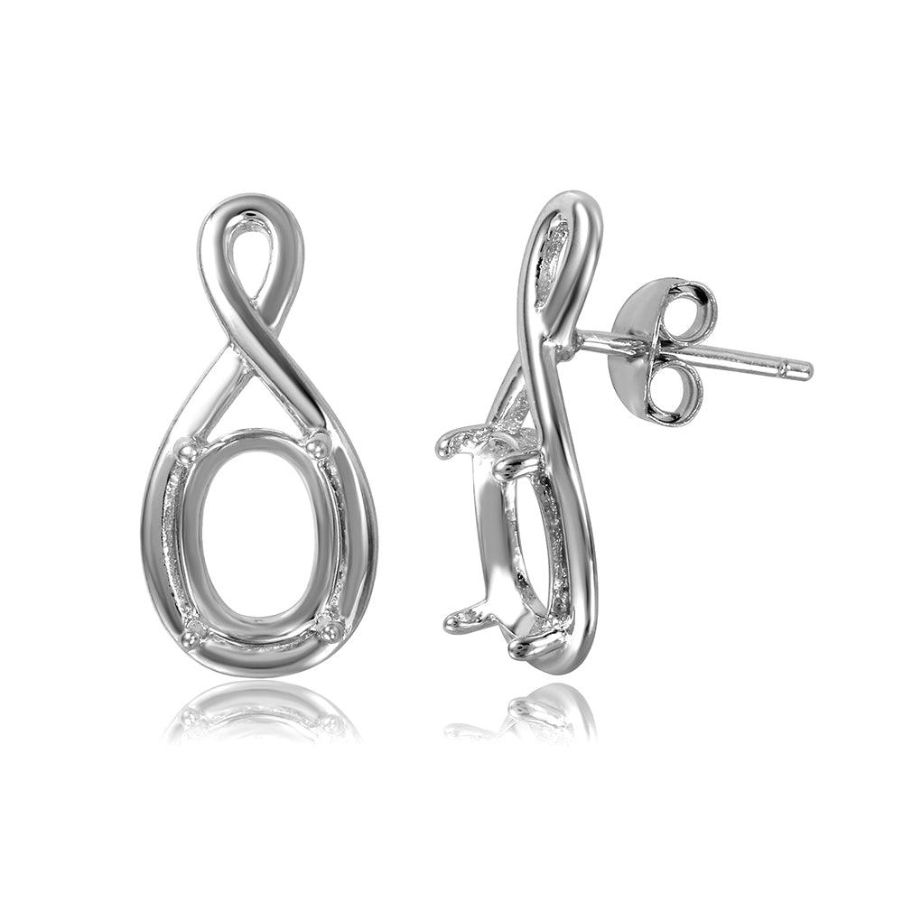 Silver 925 Rhodium Plated Infinity Personalized Mounting Earrings ...