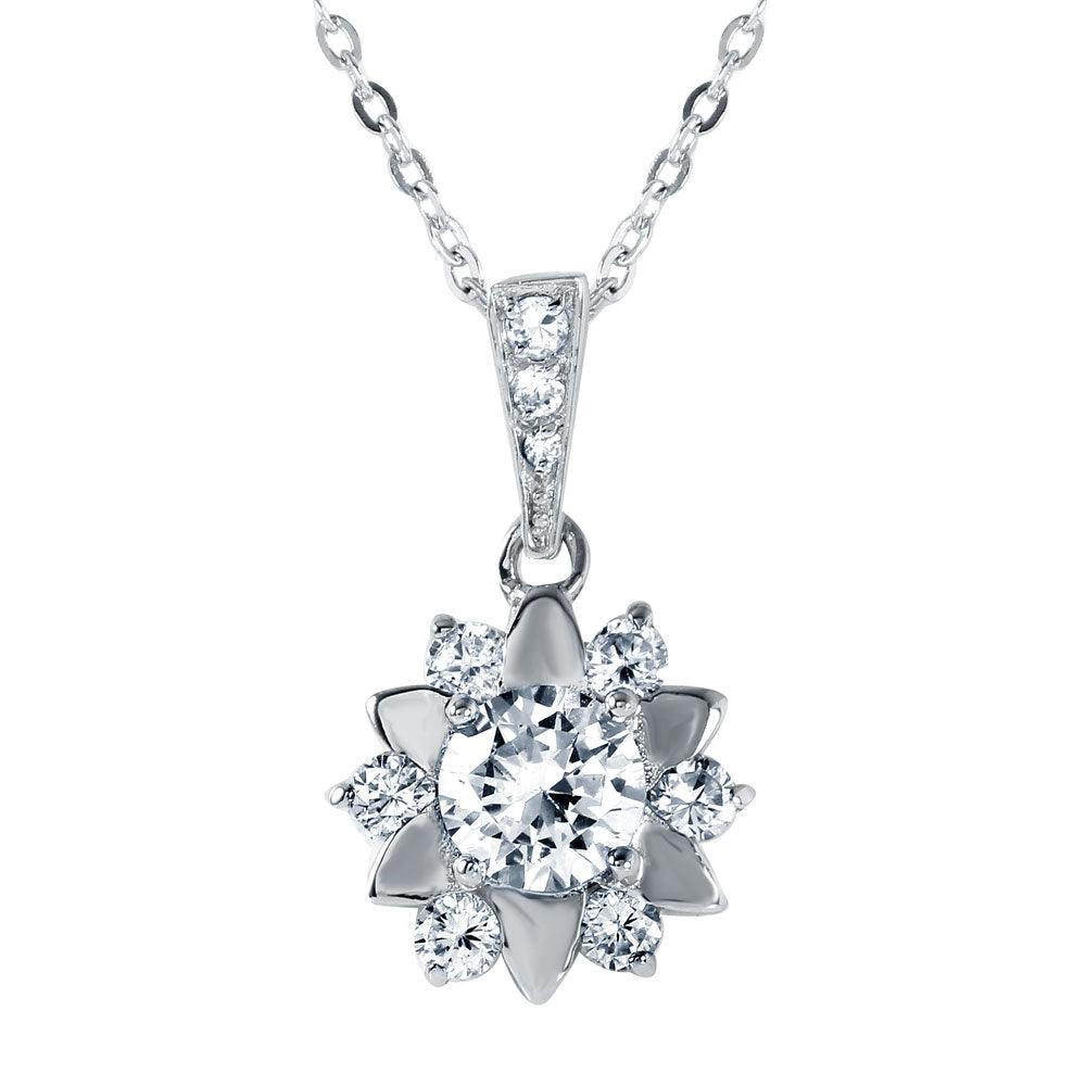 Silver 925 Flower Shaped Pendant with CZ Accents - BGP00475 | Silver ...