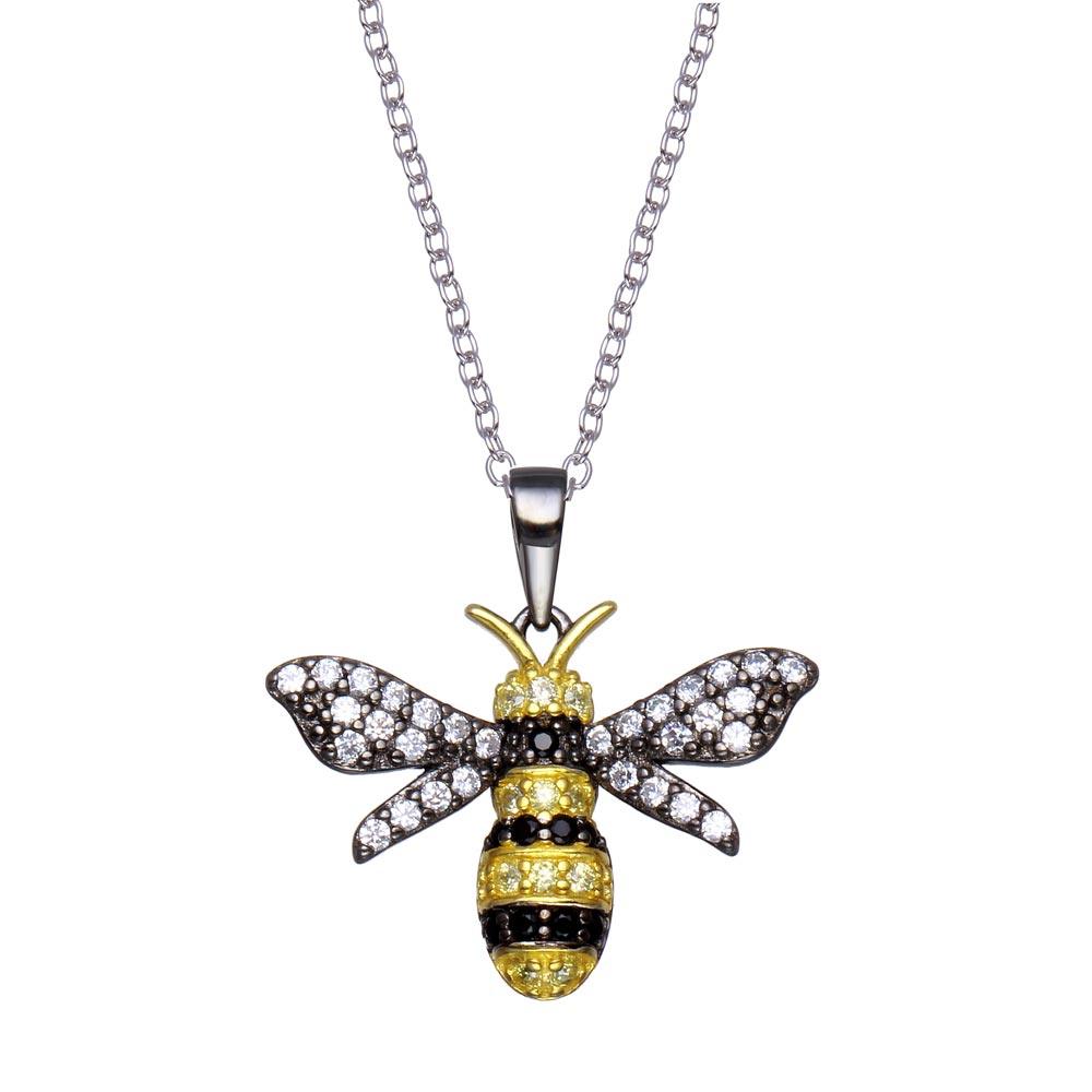 Silver 925 Rhodium Plated BumbleBee CZ Necklace - BGP01359 | Silver ...