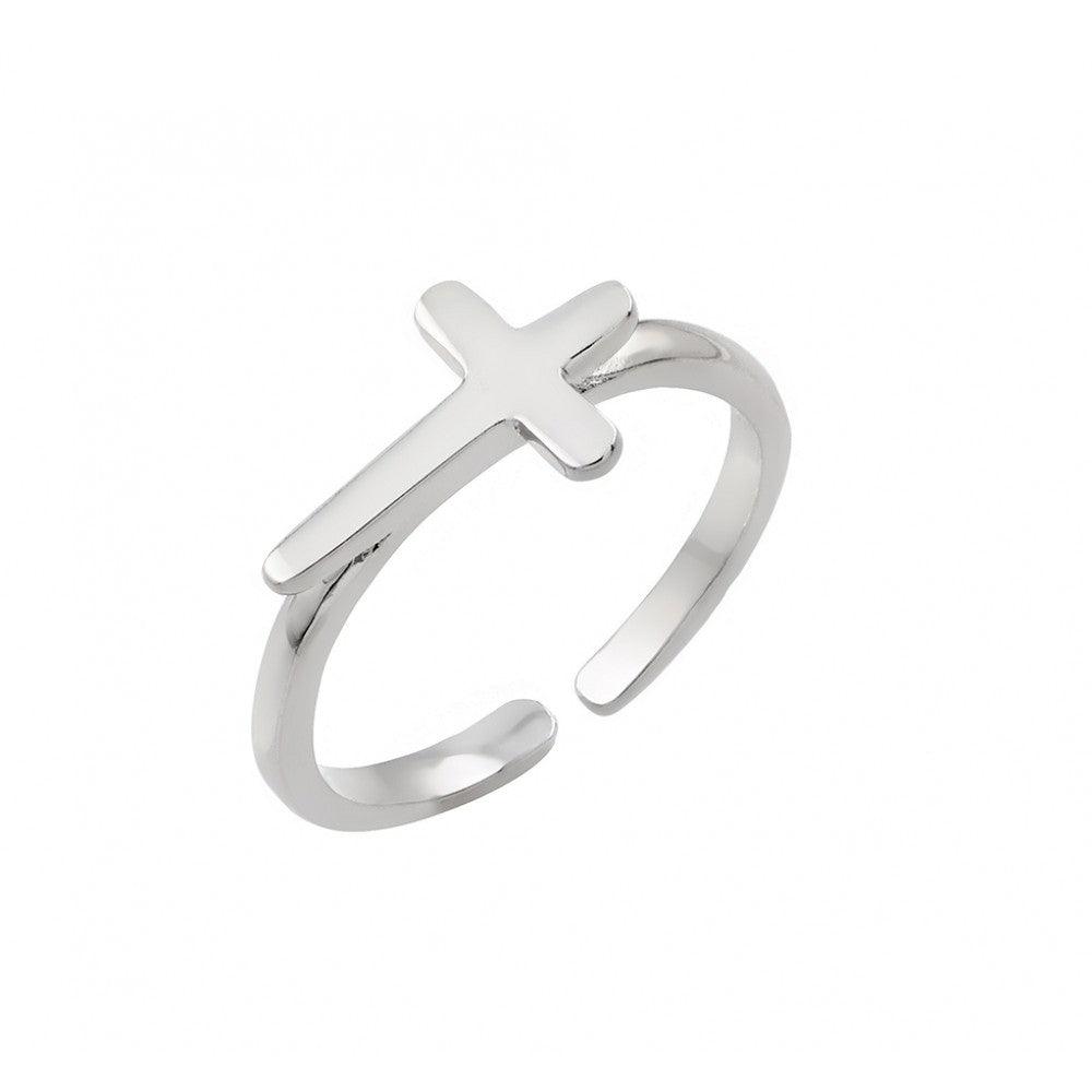 Silver 925 Rhodium Plated Mini Cross Toe Ring - BGR00839 | Silver ...