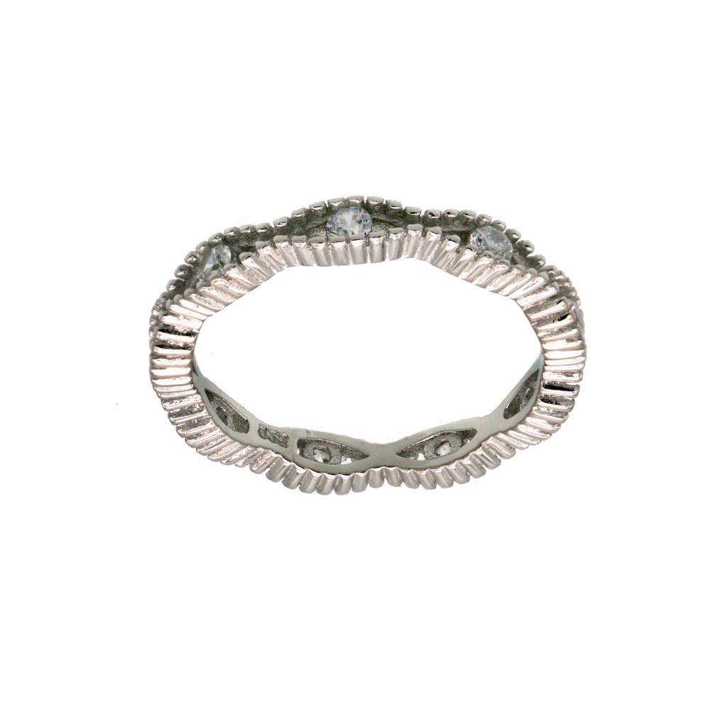Rhodium Plated 925 Sterling Silver Intersecting Waves CZ Ring ...