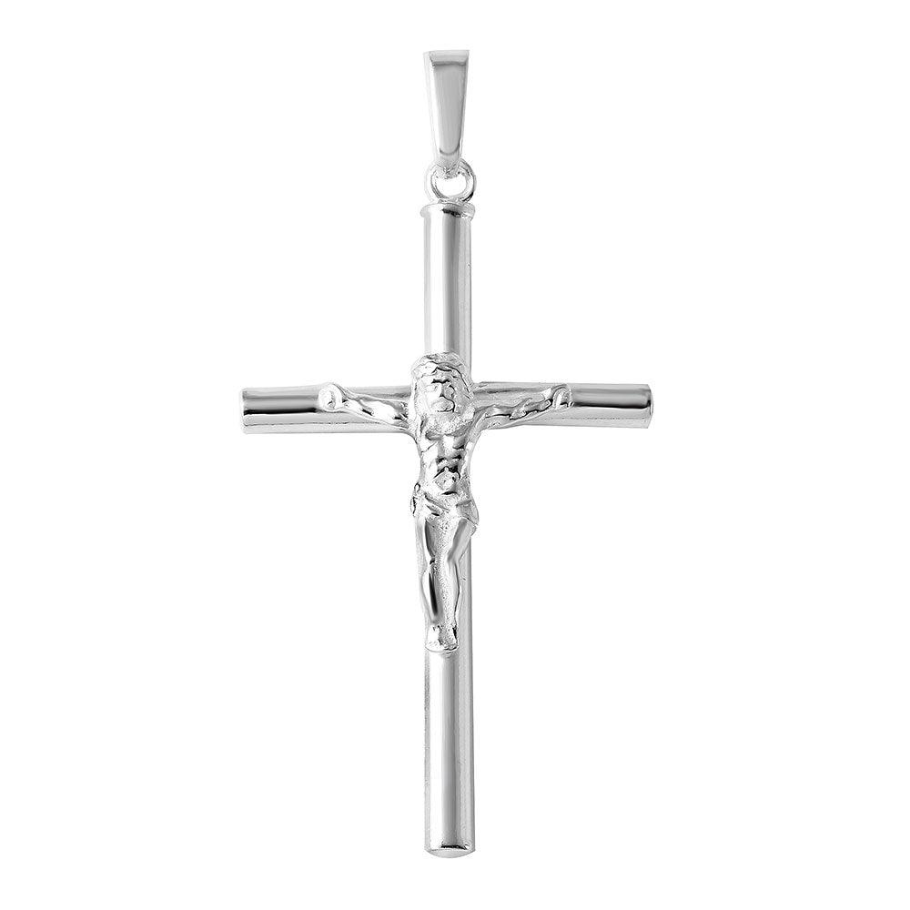 Silver 925 High Polished Cylinder Cross Pendant - SOP00078 | Silver ...