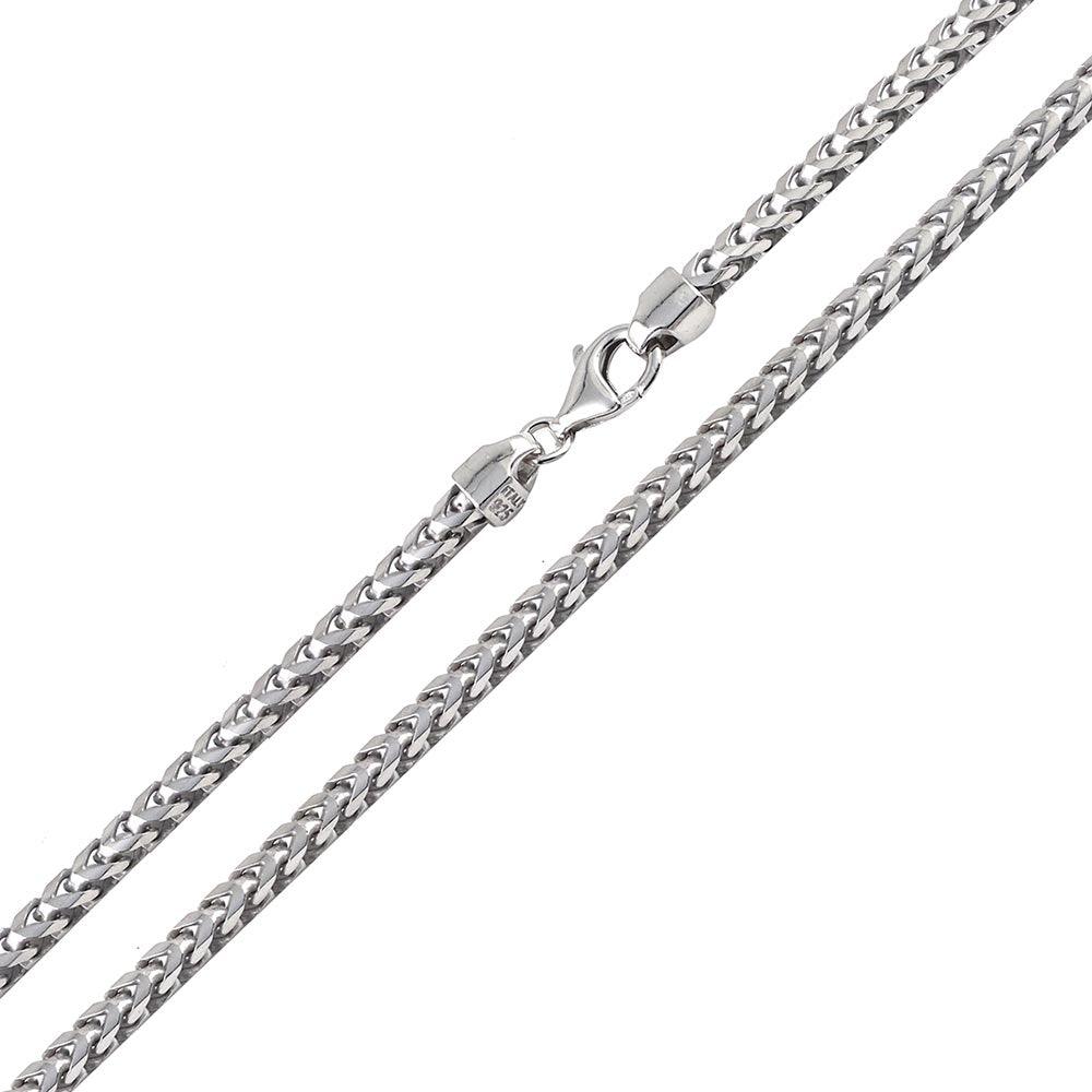 Silver 925 Rhodium Plated Franco 370 Chain 3.7mm - CH322 RH | Silver ...