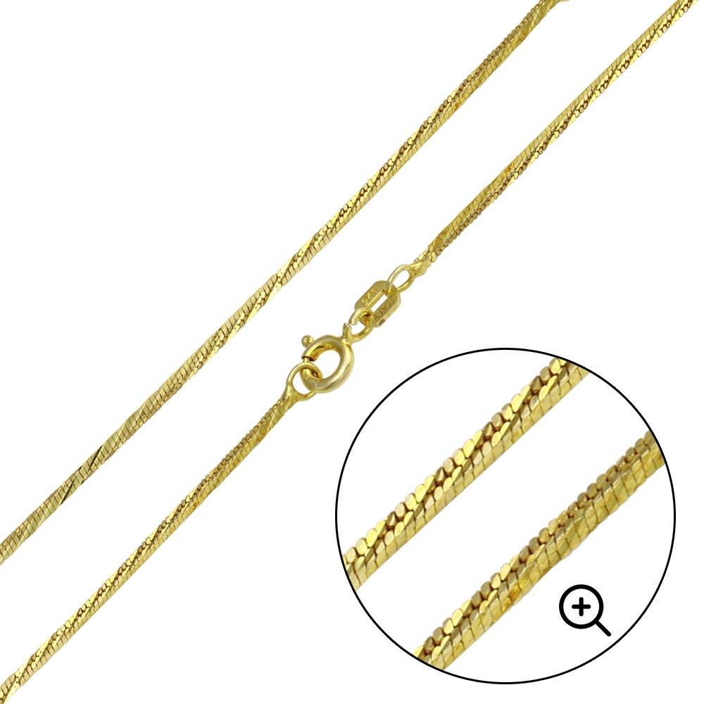 Silver 925 Gold Plated Snake 4 Sided DC Chain 1mm - CH355 GP | Silver ...