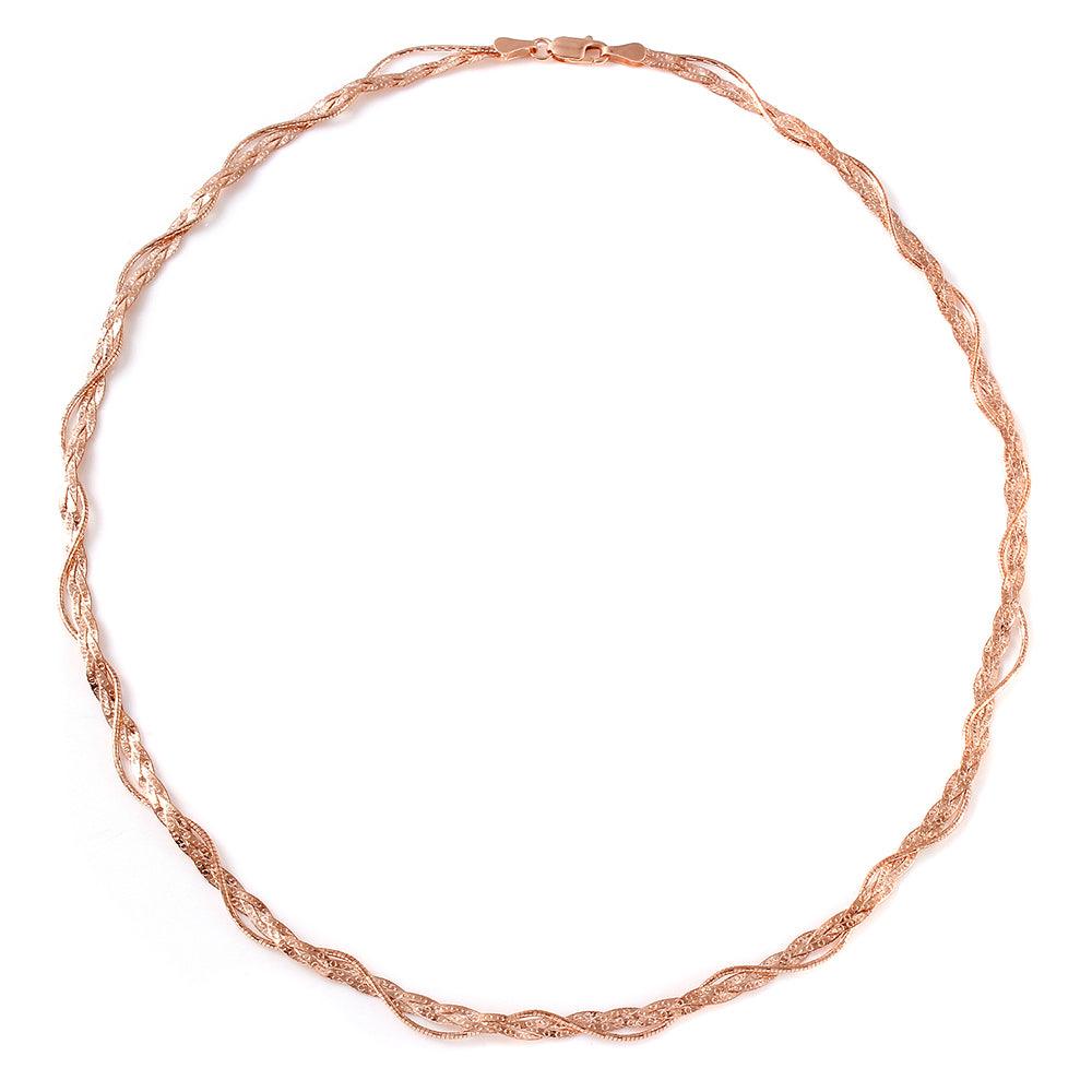 Silver 925 Rose Gold Plated Italian Entangling Braid Necklace ...