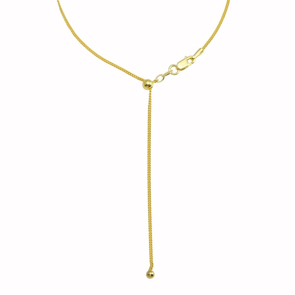 Silver 925 Gold Plated Adjustable Curb Slider Chain with Hanging Bead ...