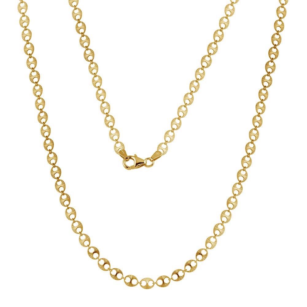 Silver 925 Gold Plated Double Hole Link Necklace - ECN00039GP | Silver ...