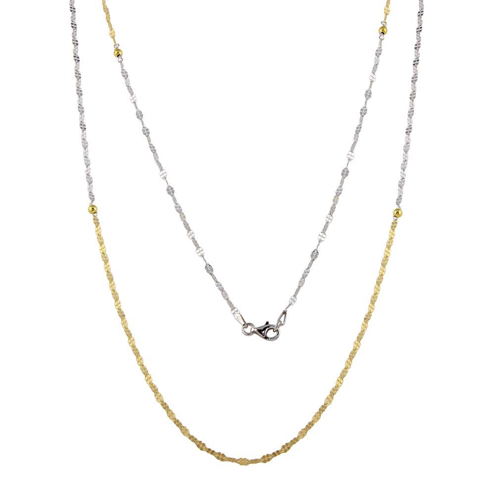 Silver 925 Two-Toned Rhodium and Gold Plated Chain Necklace ...