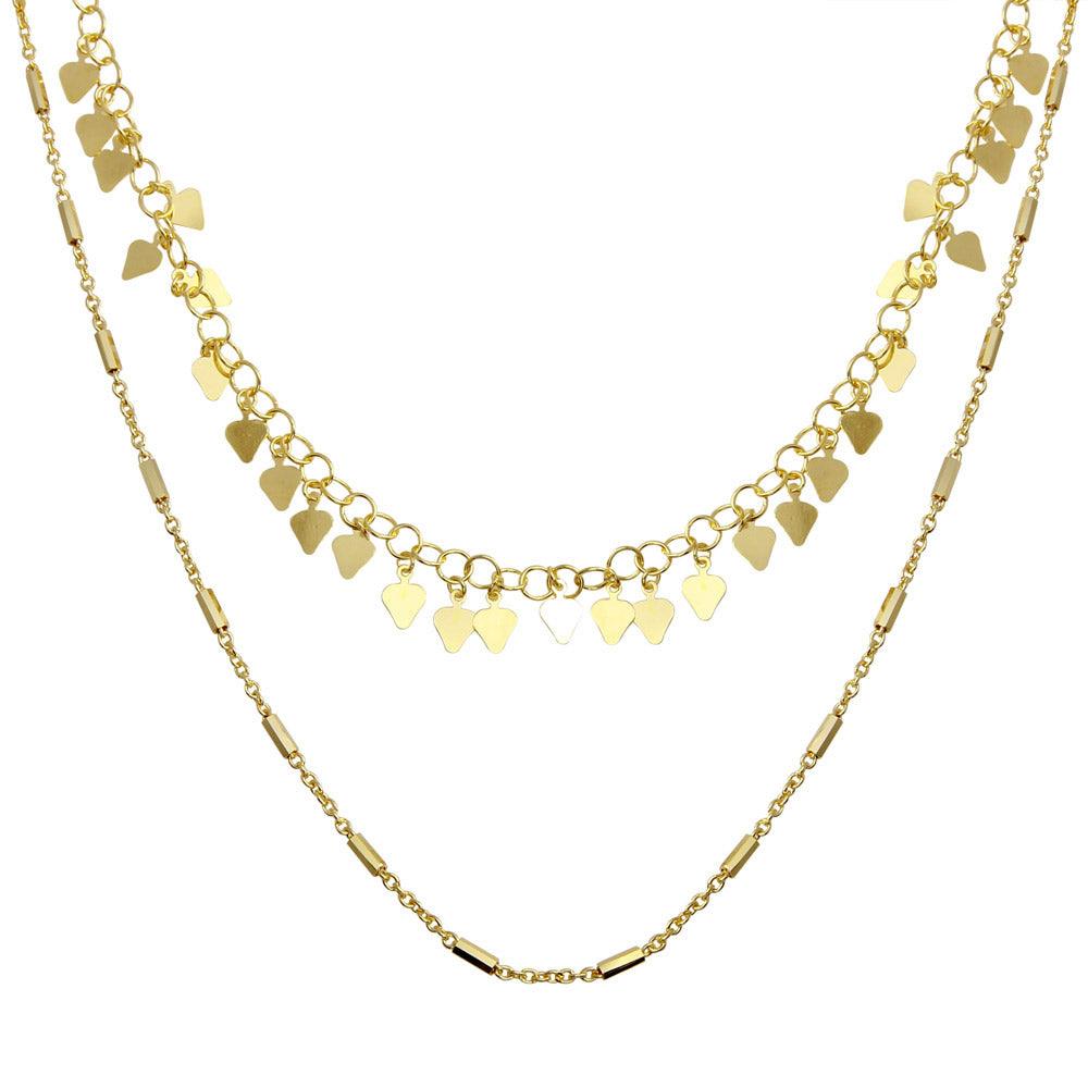Silver 925 Gold Plated Double Chain Confetti Necklace - ECN00047GP ...