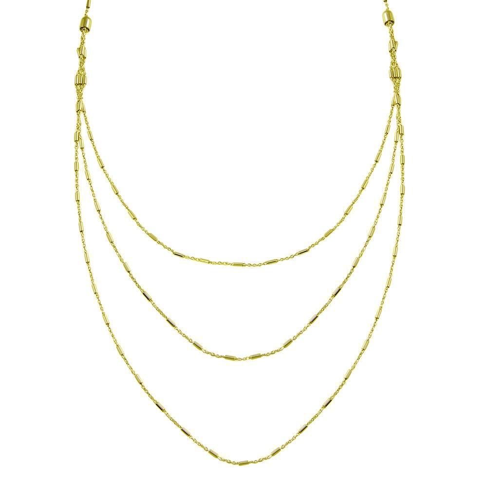 Silver 925 Gold Plated Multi Chain Bar Necklace - ECN00068GP | Silver ...