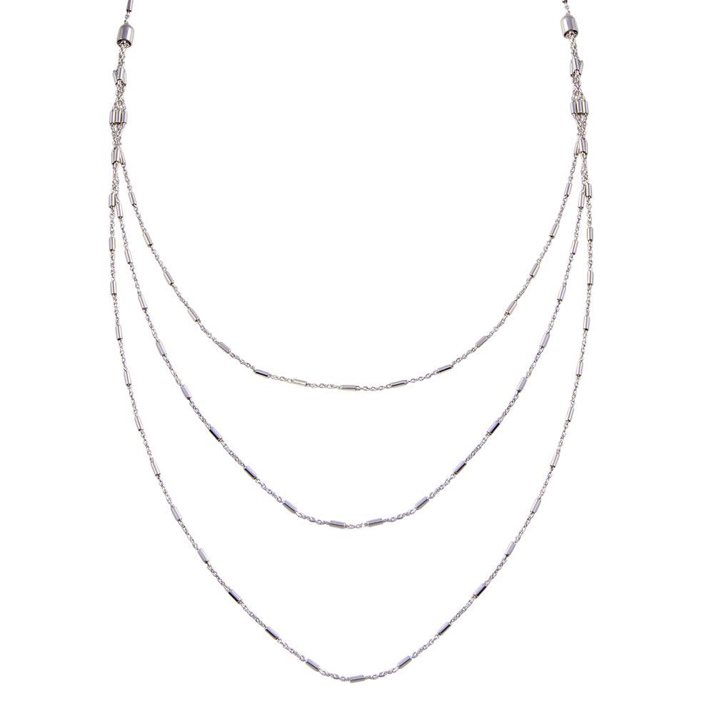 Silver 925 Rhodium Plated Multi Chain Bar Necklace - ECN00068RH ...