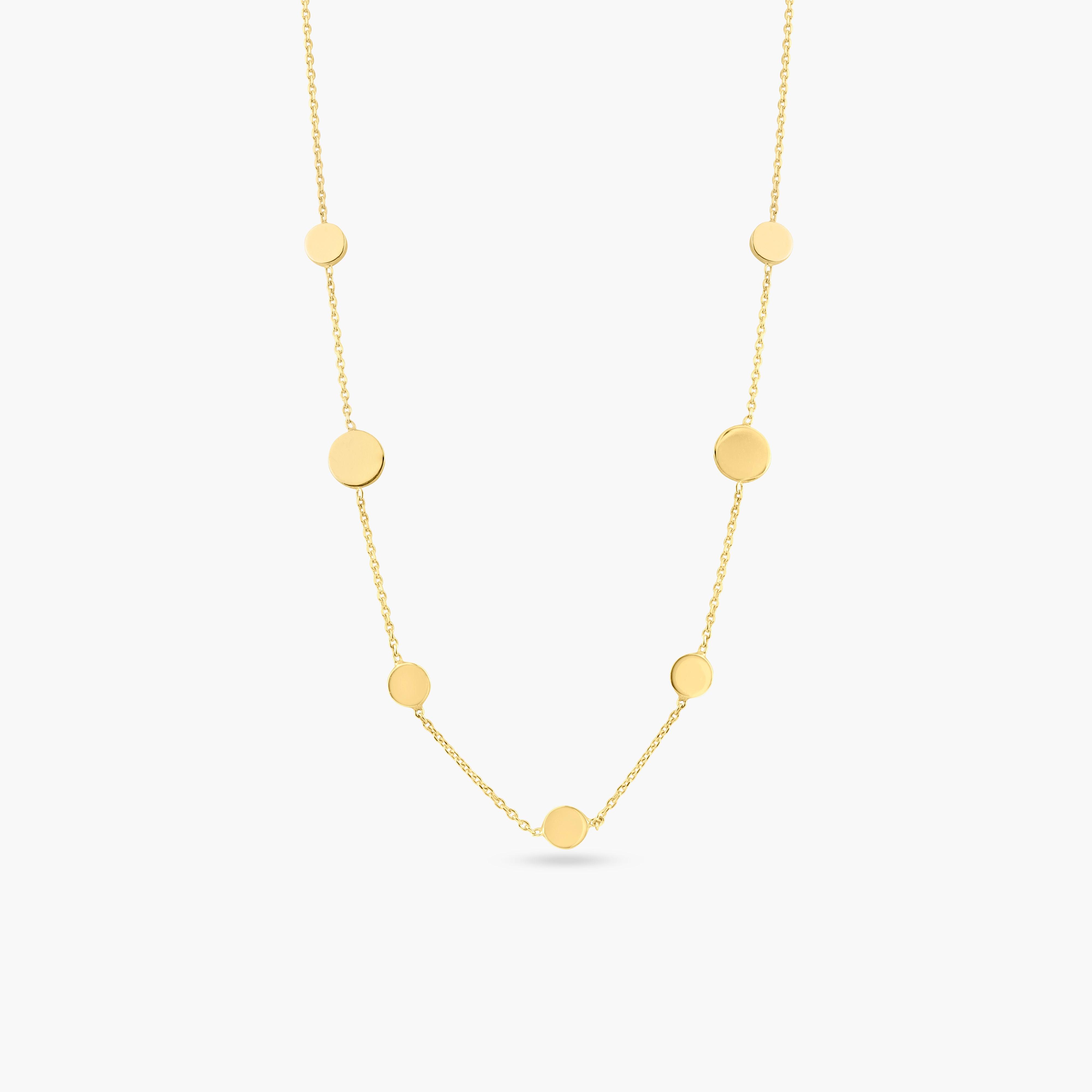 Silver 925 Gold Plated Disc Chain Necklace - ECN00067GP | Silver Palace ...
