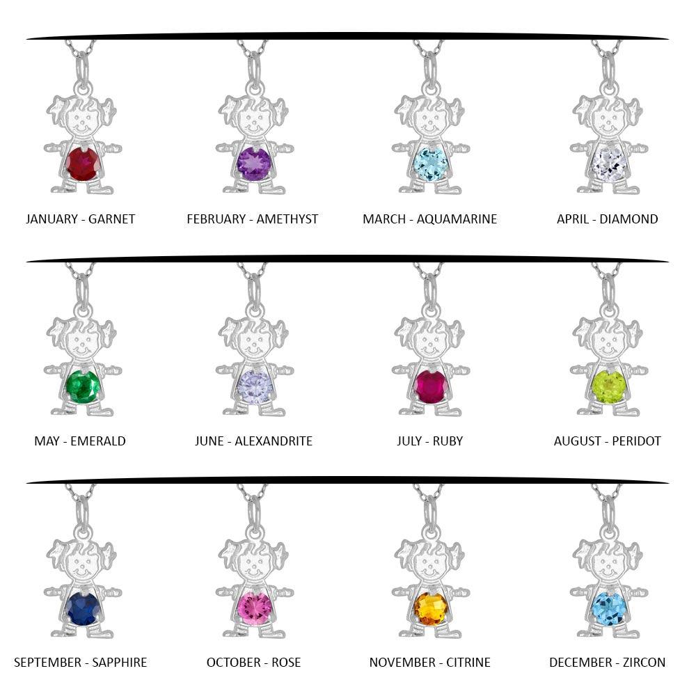 Silver 925 Round CZ Birthstone Girl Flat Charm - CHARM001 | Silver ...