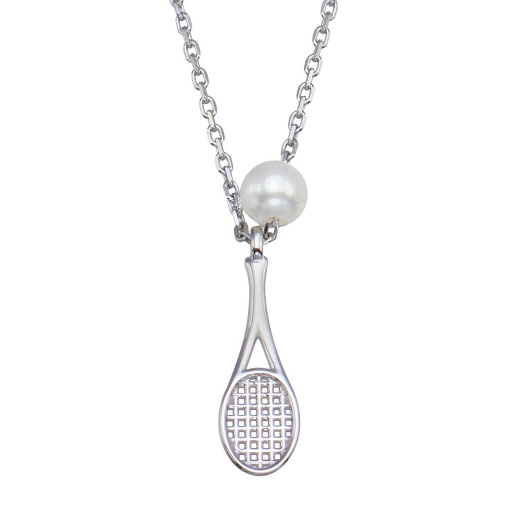 Rhodium Plated 925 Sterling Silver Synthetic Mother of Pearl Tennis ...