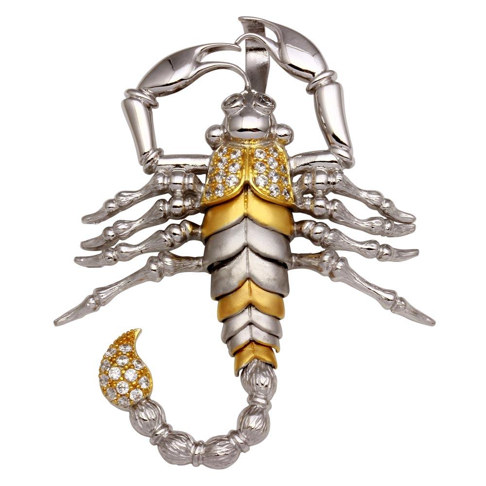 Silver 925 Two-Toned Scorpion Pendant with CZ ** Pendant Only ...