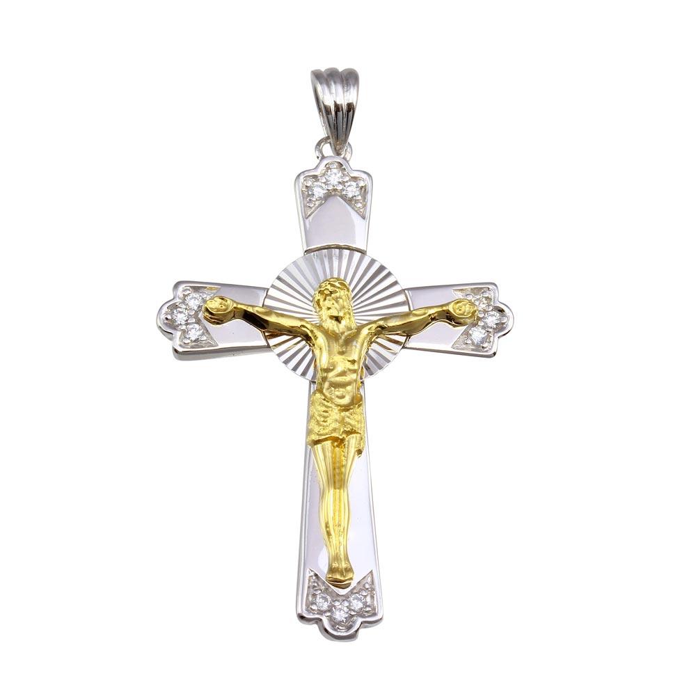 Silver 925 2 Toned Plated DC Cross Pendant - GMP00033RG | Silver Palace ...
