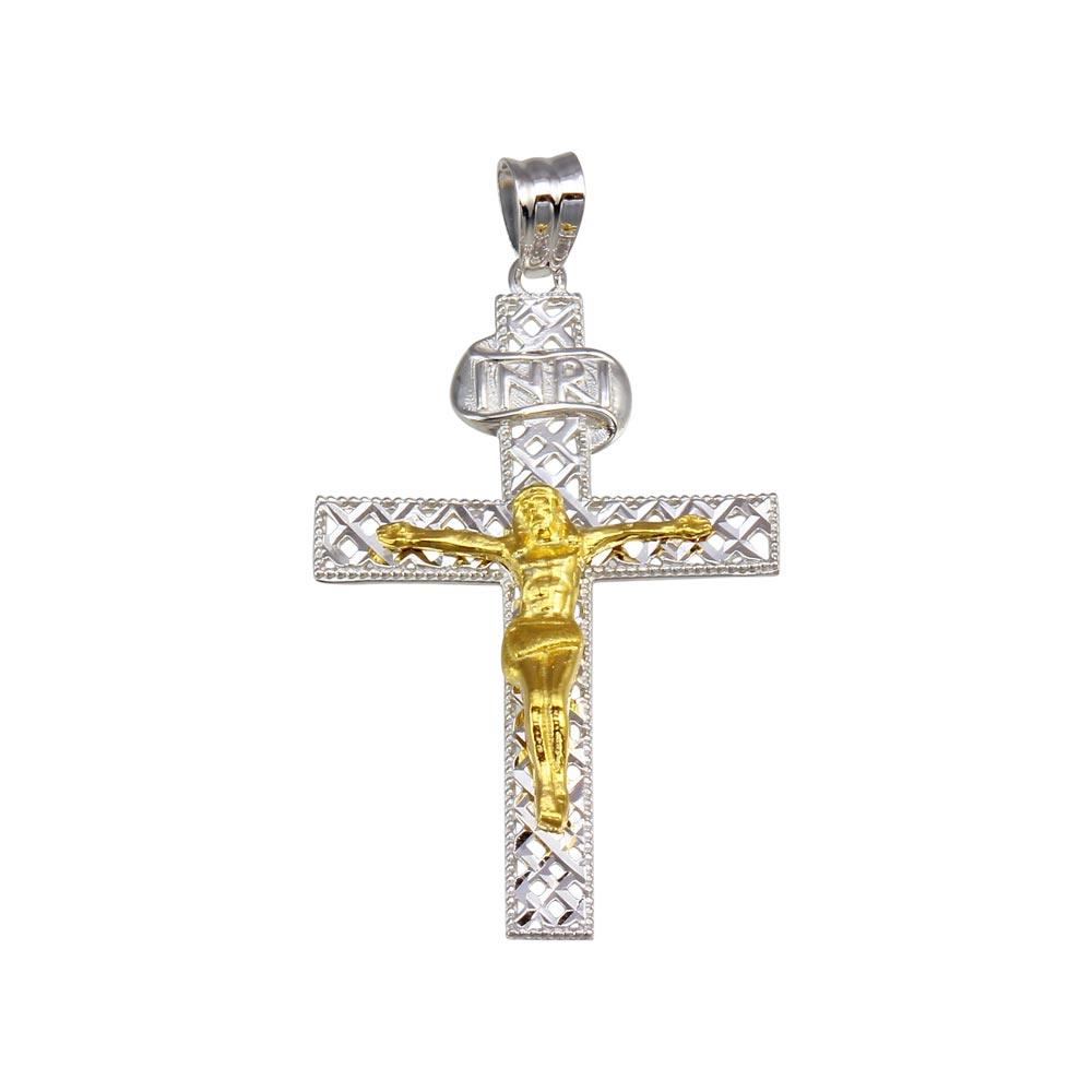 Silver 925 2 Toned Plated DC Cross Pendant - GMP00041RG | Silver Palace ...