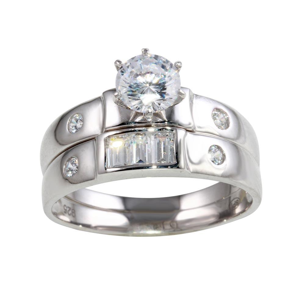 Silver 925 Rhodium Plated Double Stack CZ Ring - GMR00118 | Silver ...