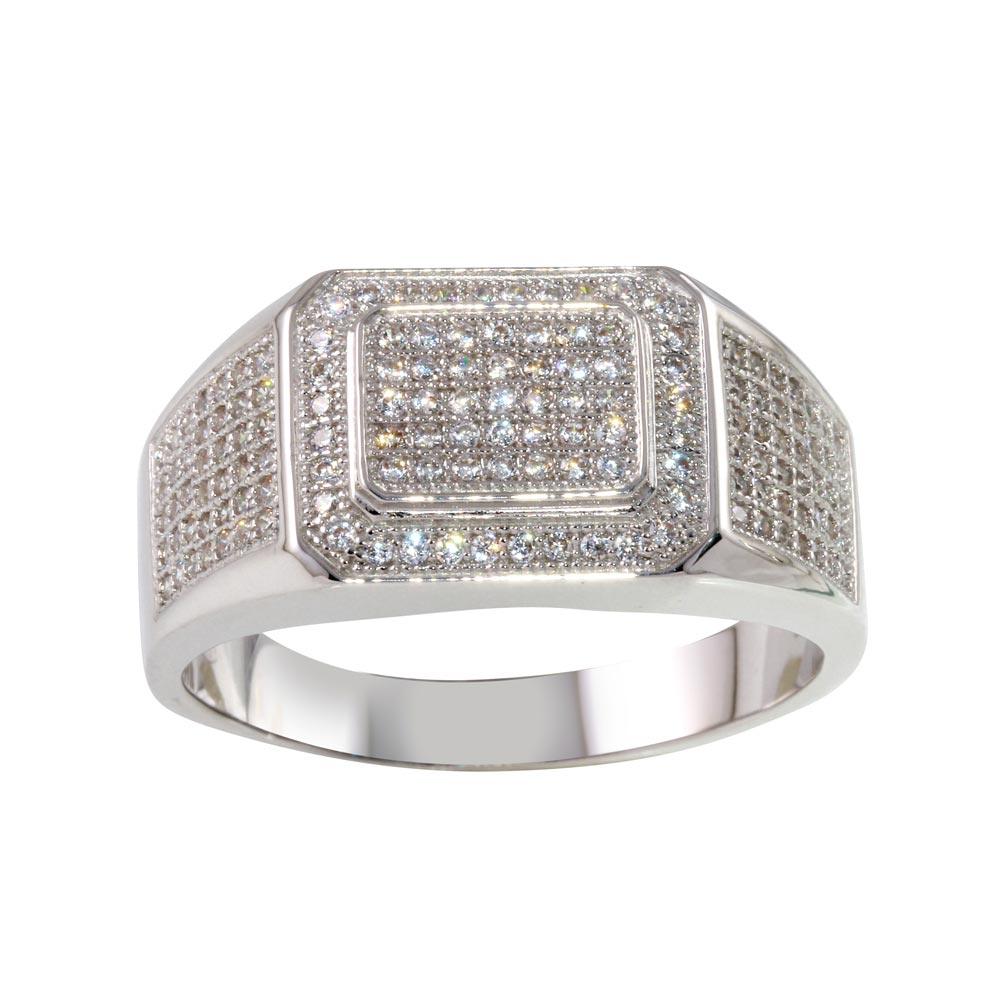 Silver 925 Rhodium Plated Men's Ring with CZ - GMR00223 | Silver Palace ...