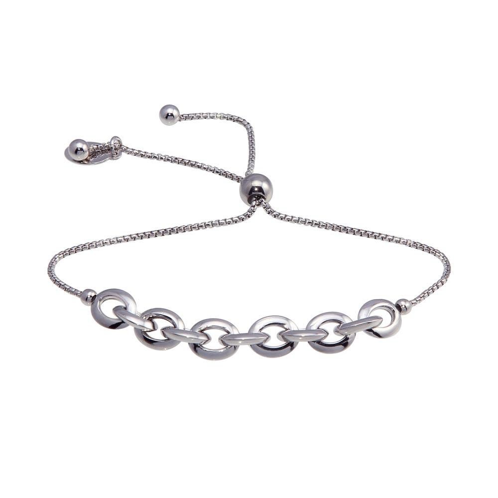 Rhodium Plated 925 Sterling Silver Link Lariat Bracelet - ITB00317-RH ...