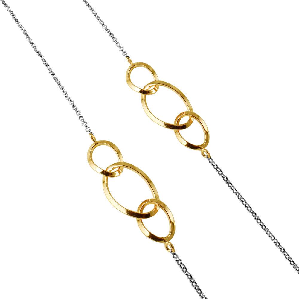 Silver 925 Chain Necklace with Gold Plated Intertwined Loops ...
