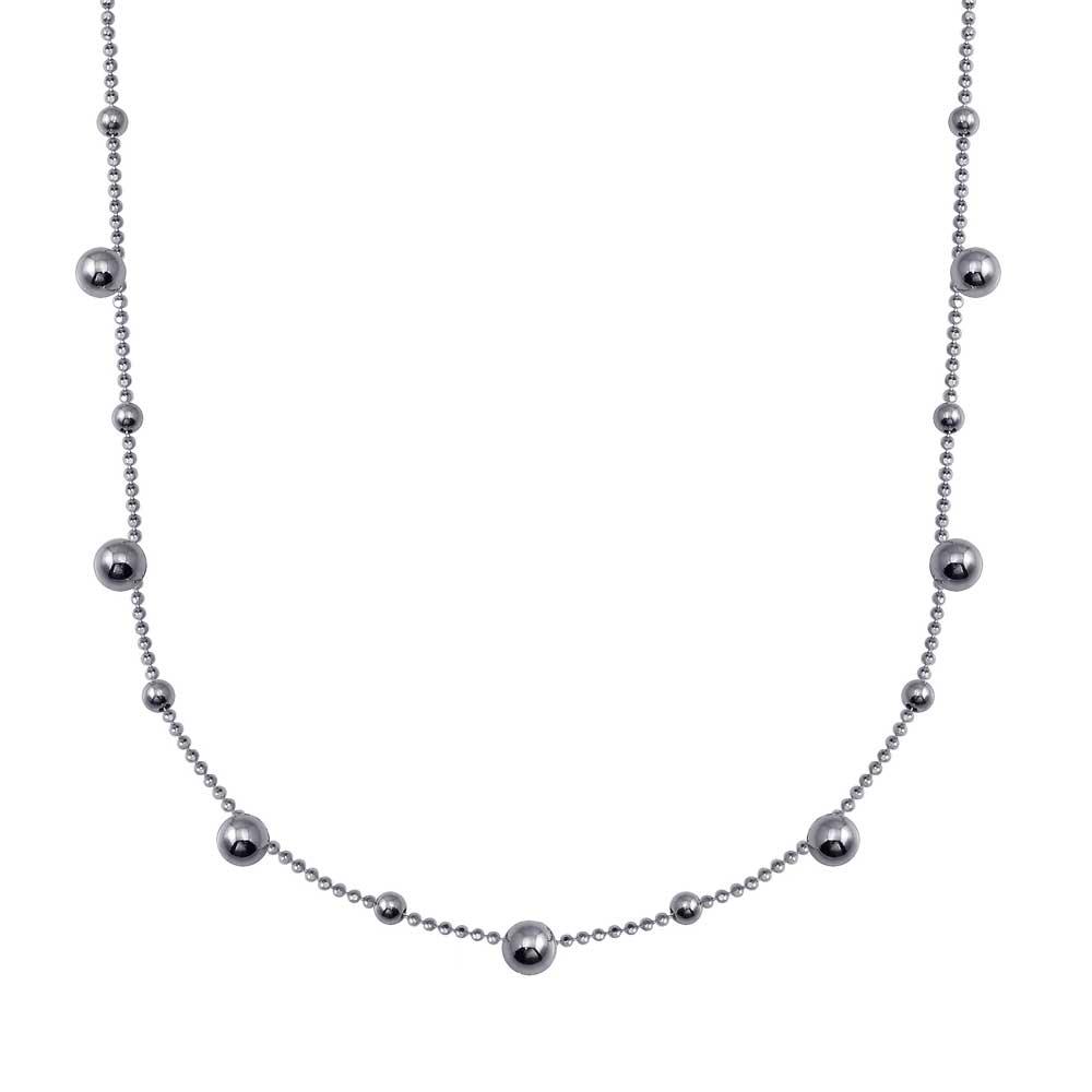 Rhodium Plated 925 Sterling Silver Multi Beaded Chain Necklace ...