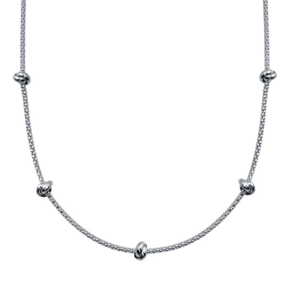 Rhodium Plated 925 Sterling Silver Correana 5 Knot Charm Necklace ...