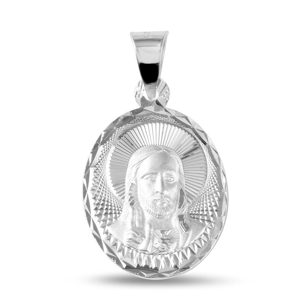Silver 925 High Polished Diamond Cut Jesus Medallion - JCA042-3 ...