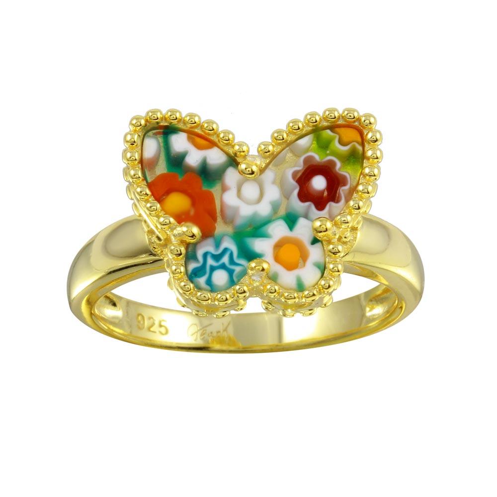 Sterling Silver 925 Gold Plated Butterfly Murano Glass Beaded Design ...