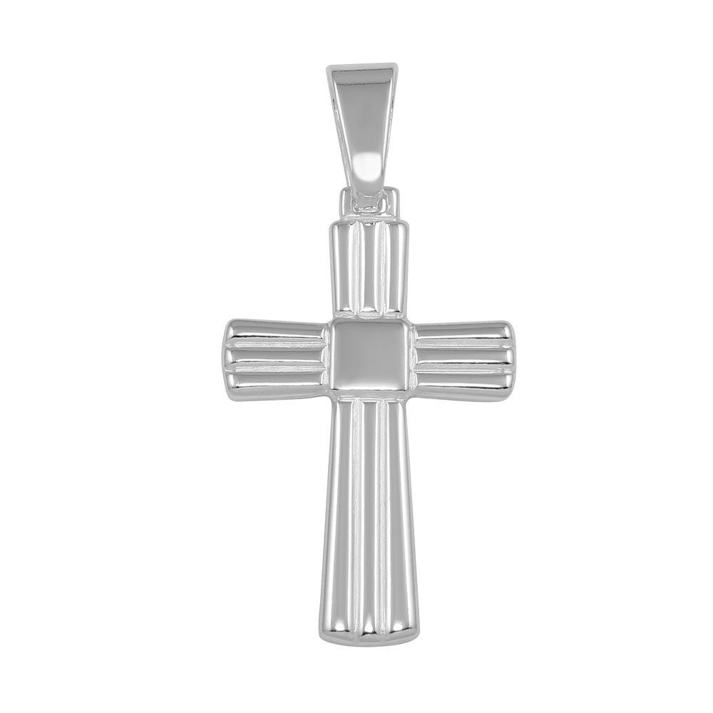 Silver 925 Silver Finish High Polished Small Engraved Cross Pendant ...