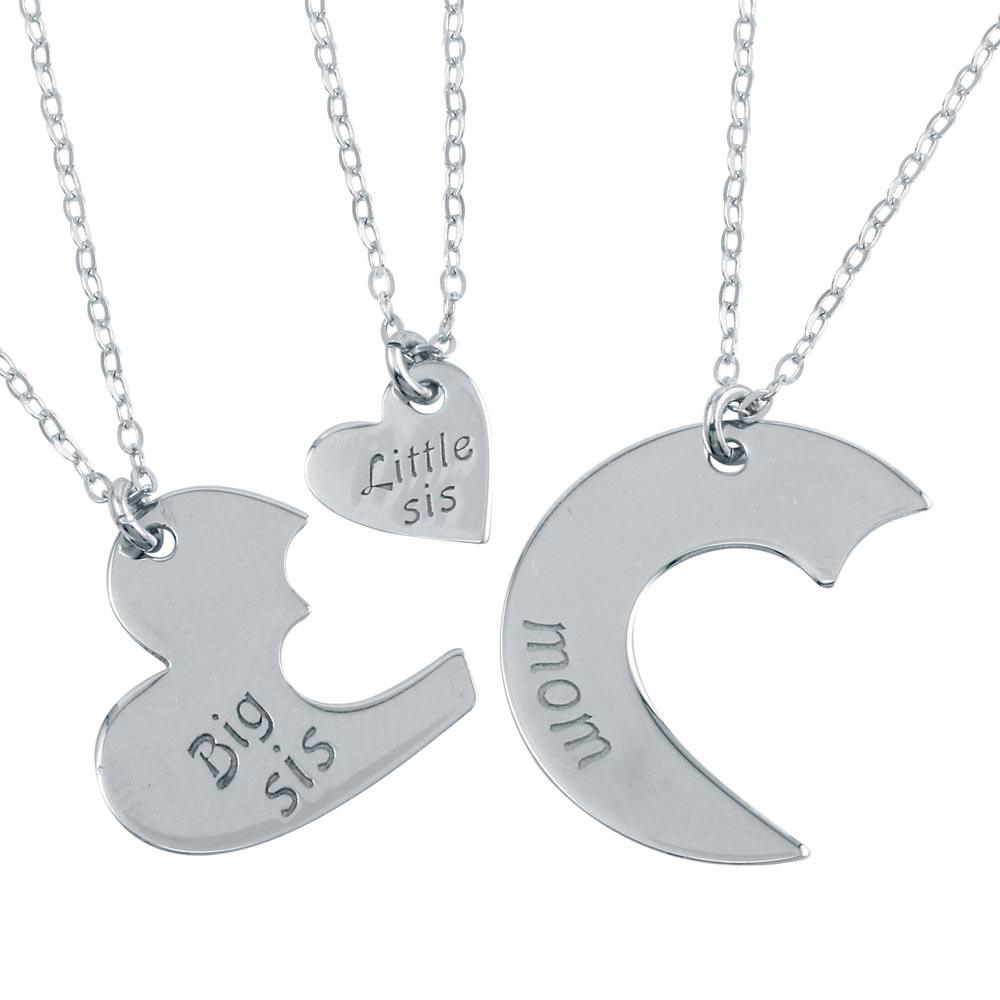 Silver 925 Rhodium Plated 3 Heart Family 3 Necklaces - SOP00103 ...