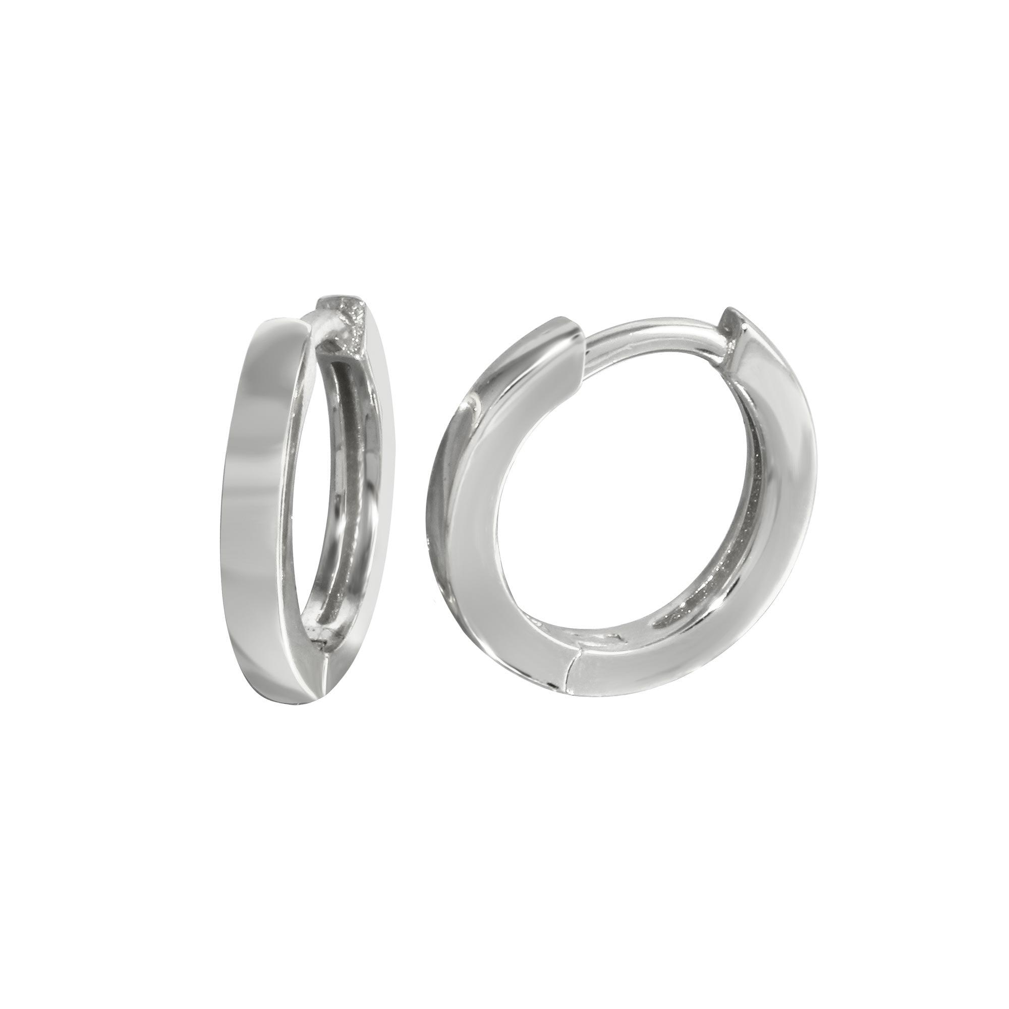 Rhodium Plated 925 Sterling Silver huggie hoop Earrings - STE01296-RH ...