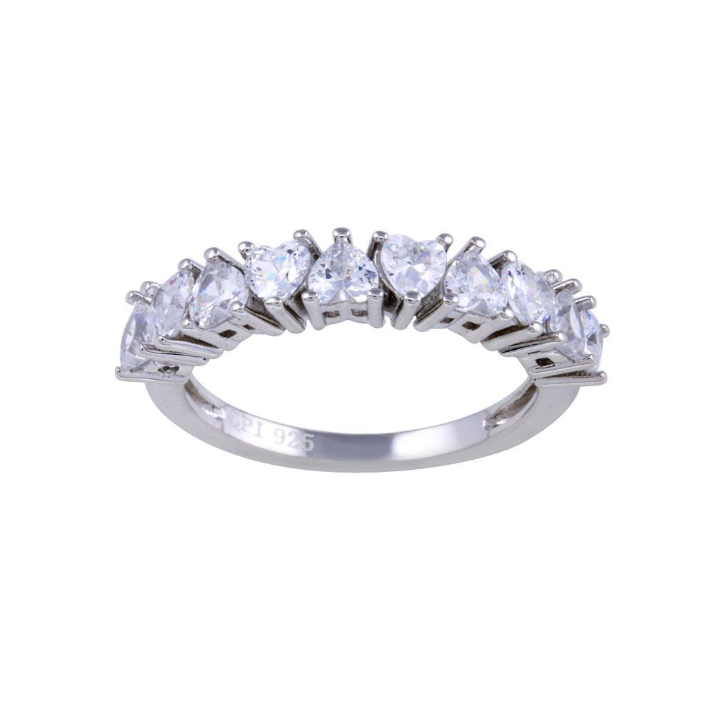 Rhodium Plated 925 Sterling Silver Multi Heart CZ Ring - STR01132RH ...