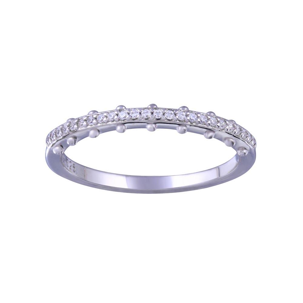 Rhodium Plated 925 Sterling Silver Half Eternity Clear CZ Ring ...