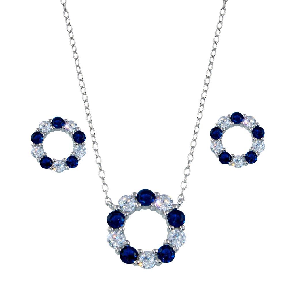 Rhodium Plated 925 Sterling Silver Round CZ Set - STS00540 | Silver ...