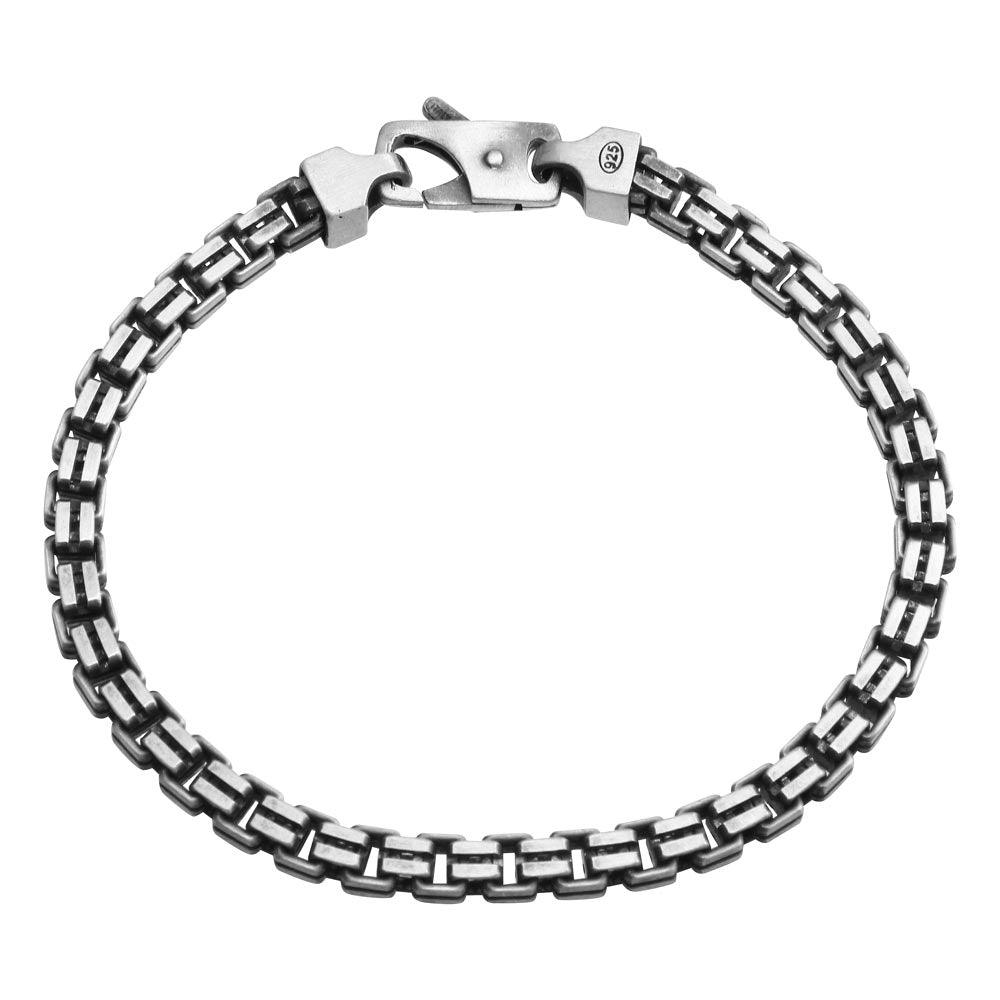 925 Sterling Silver Hand Made Gun Metal Finish Double Box Chain ...