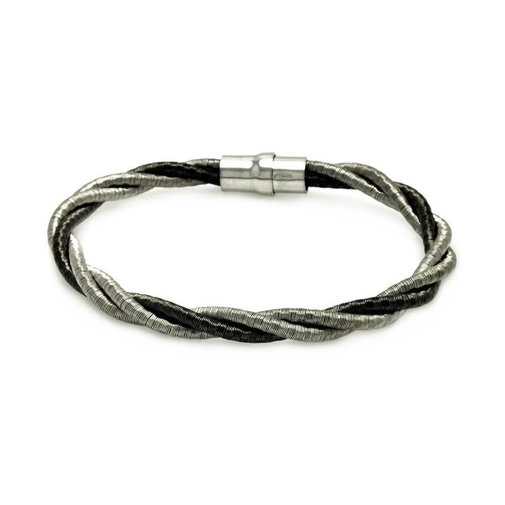 Silver 925 Rhodium Black Rhodium Plated Twist Rope Italian Bracelet ...