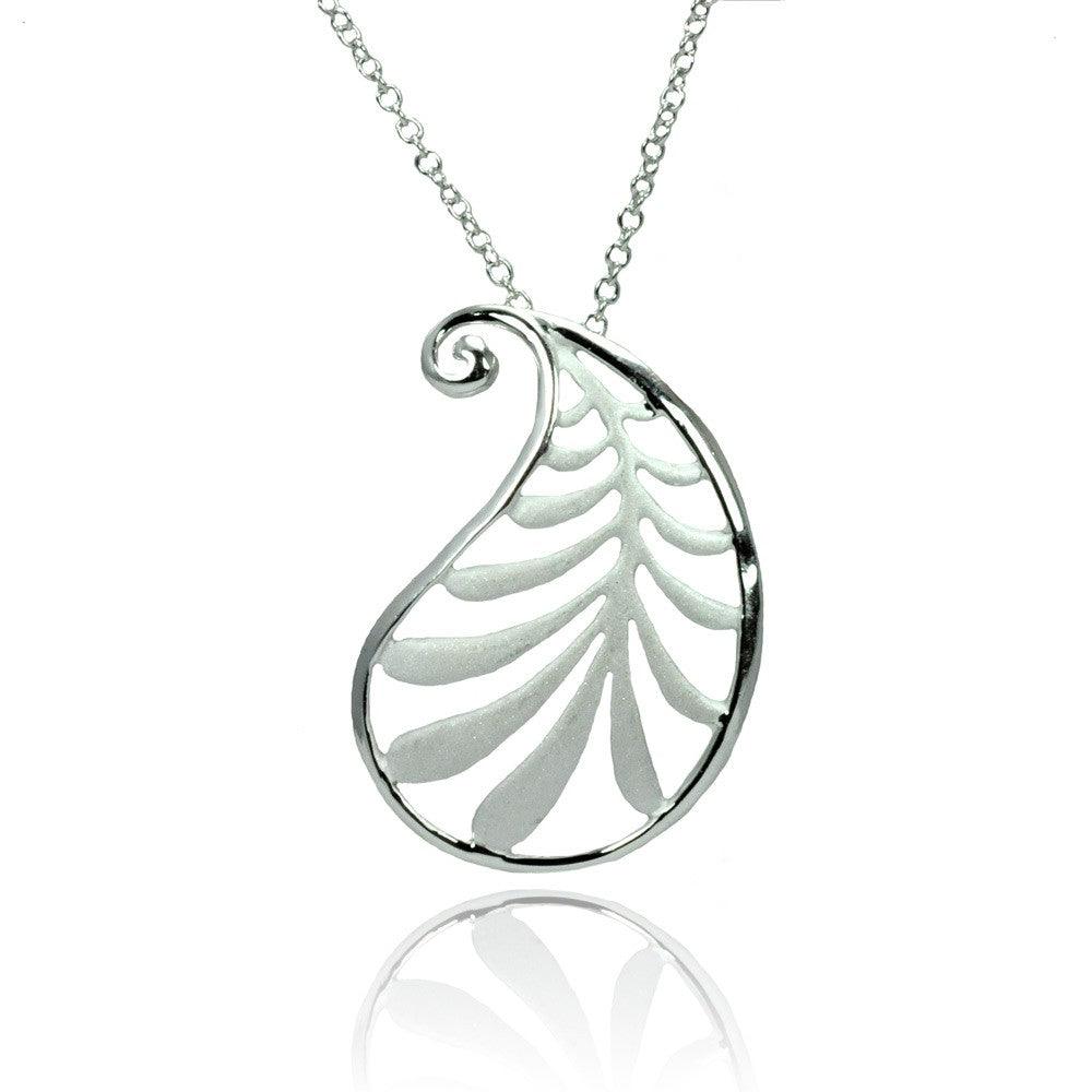 Silver 925 Rhodium Plated Clear CZ Leave Pendant Necklace - STP01369 ...